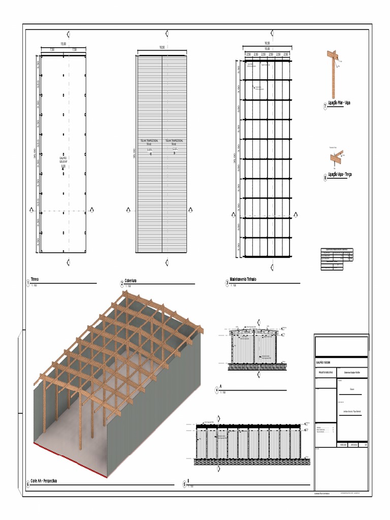 Projeto Galpão Madeira - Amilkar A. - Filipe B | PDF | Engenharia Civil