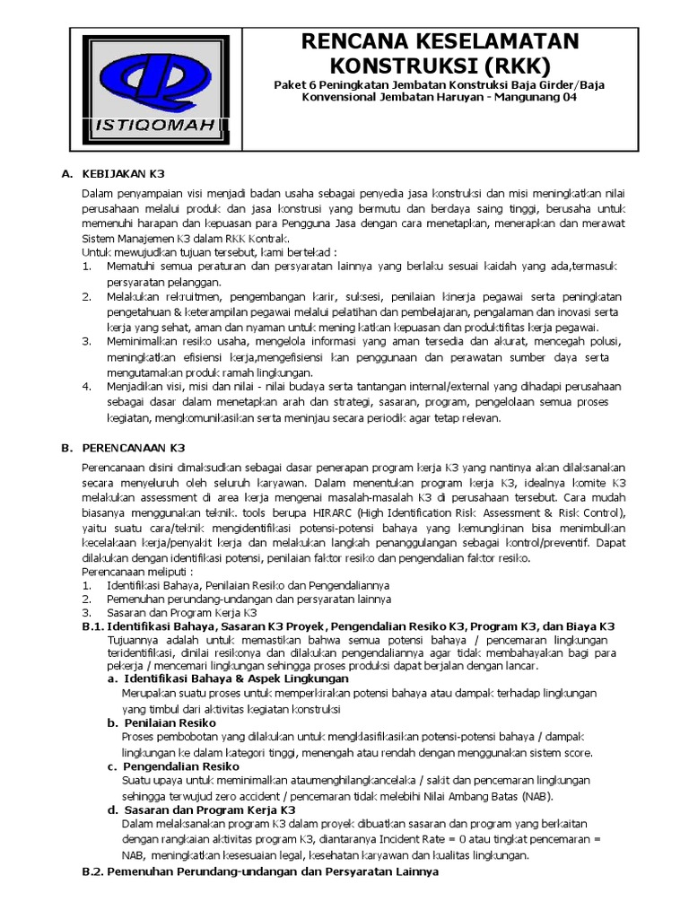 RKK Pekerjaan Jembatan | PDF
