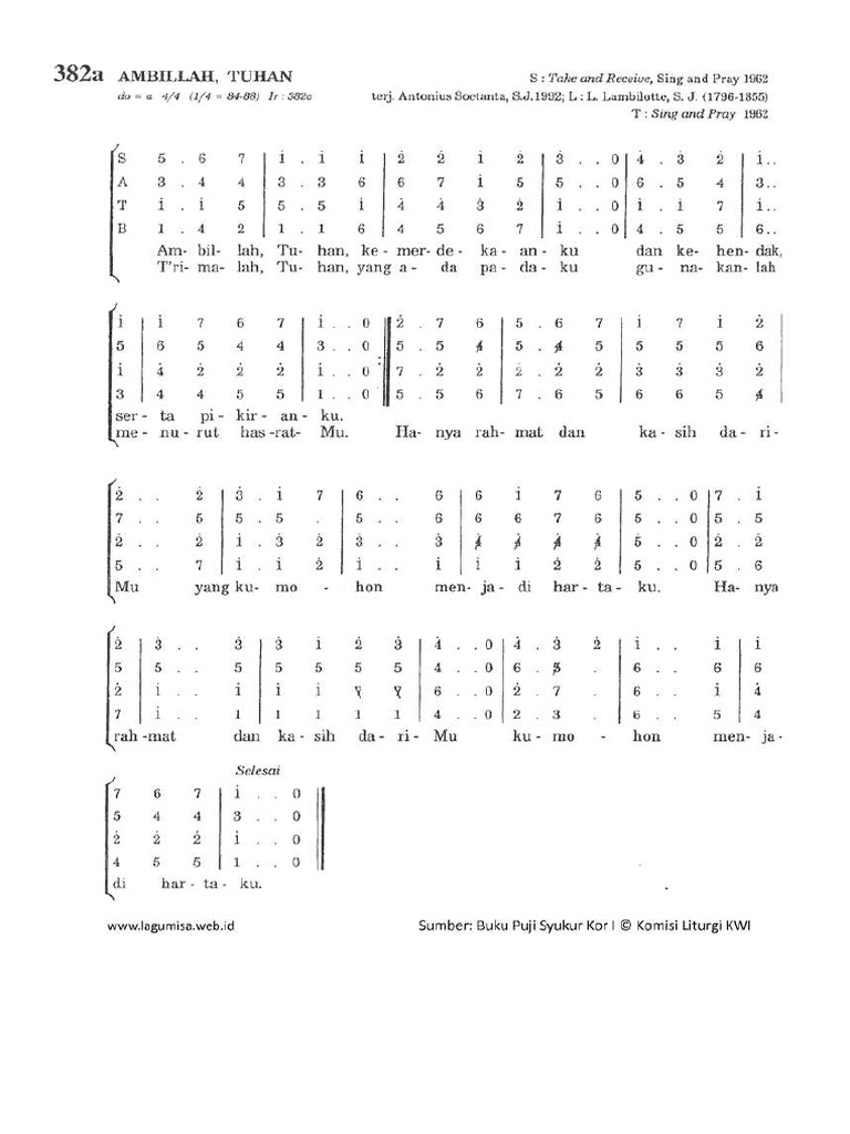 Lagu Persembahan "Ambillah, Tuhan" | PDF
