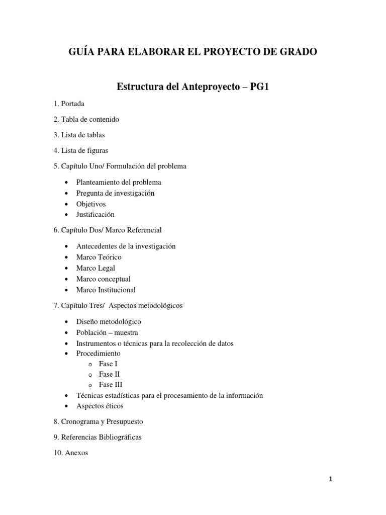 Guia para Elaborar El Proyecto de Grado | Descargar gratis PDF | Caso de estudio | Análisis