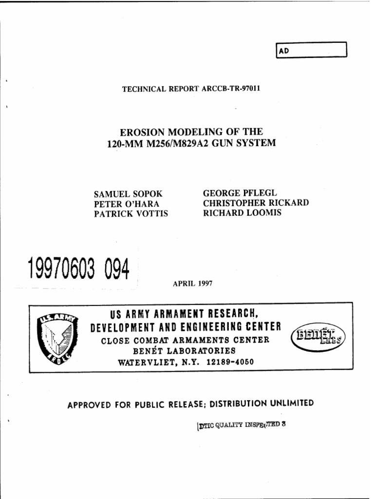 Erosion Modelling of The 120-MM M256/m829a2 Gun System | PDF | Chromium ...