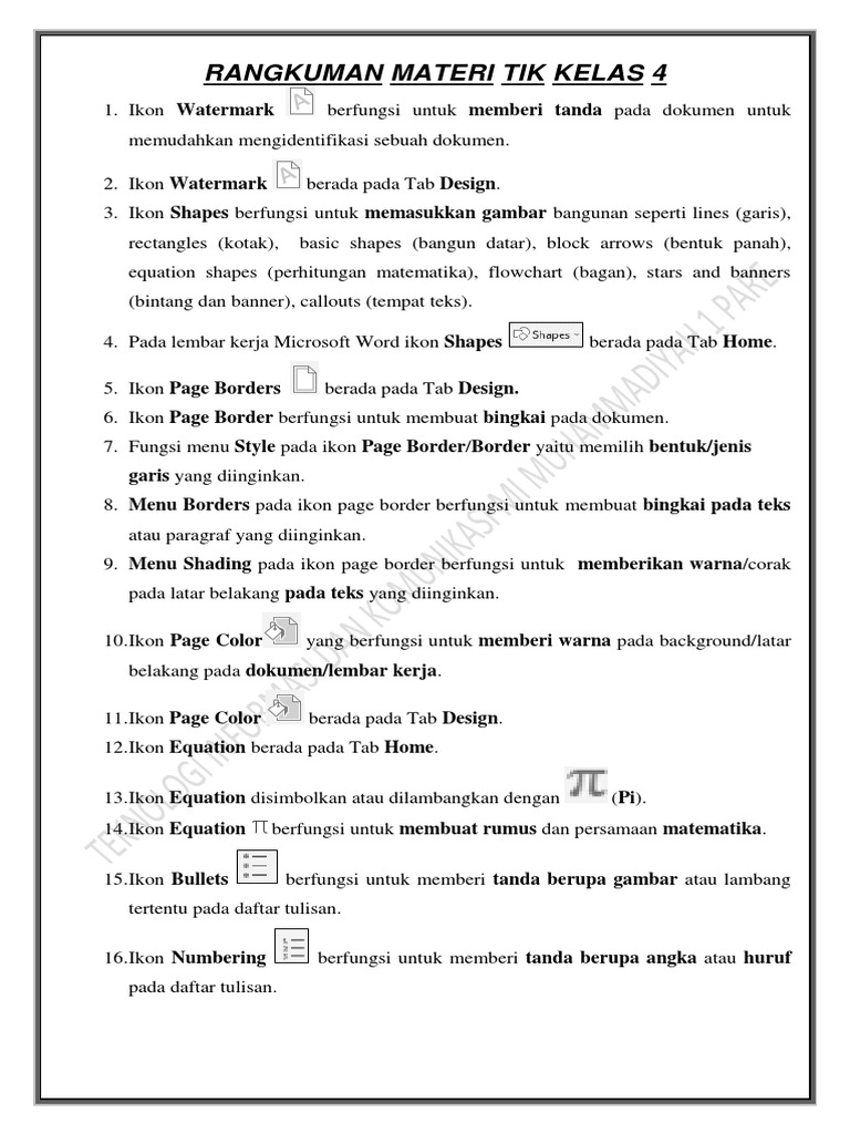 Materi TIK Kelas 4 Share | PDF