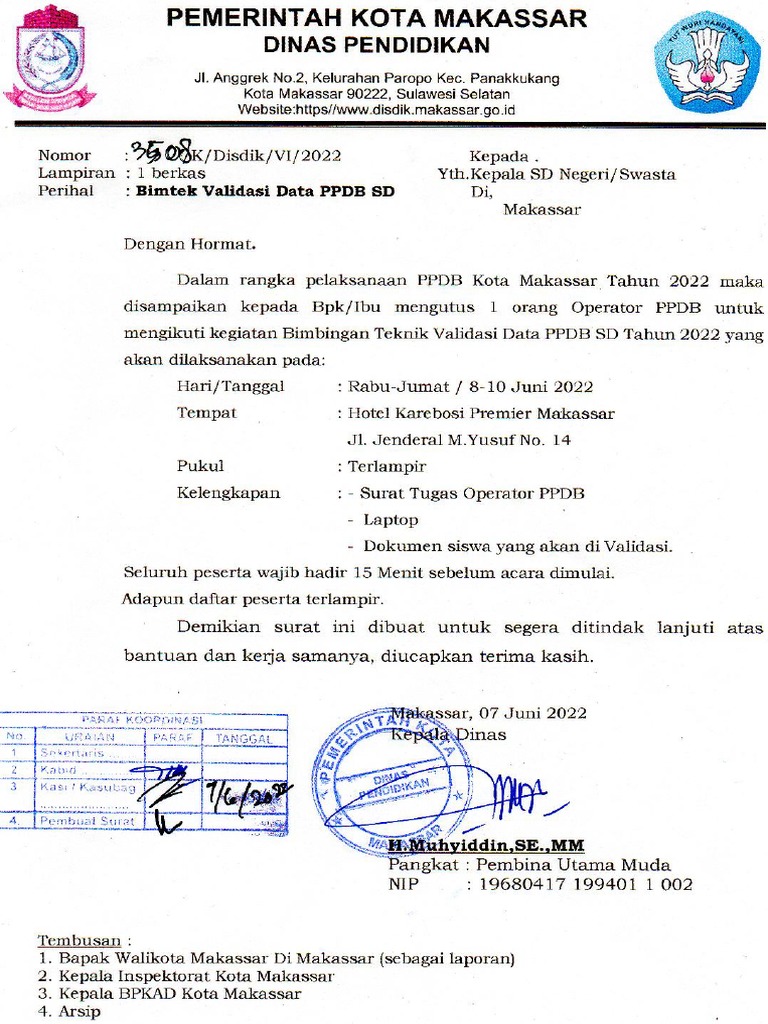 Undangan Peserta Bimtek PPDB Sesi 3 | PDF