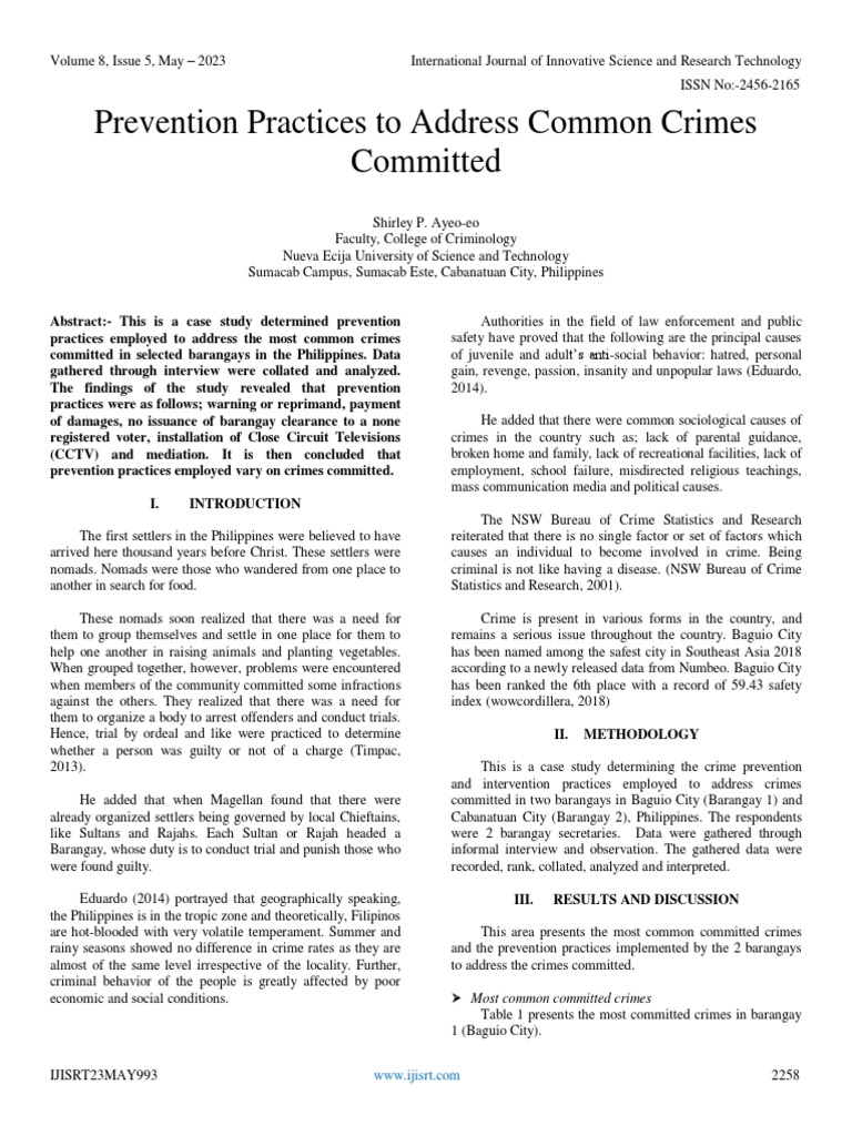 Prevention Practices To Address Common Crimes Committed | PDF