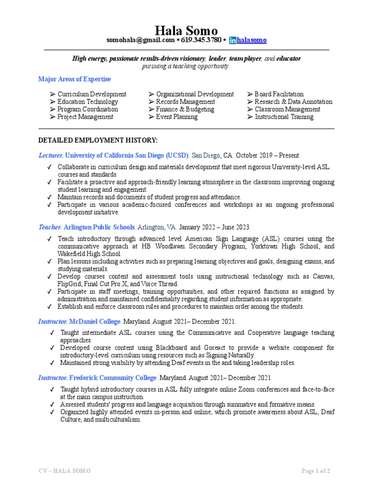 Hala Somo CV | PDF | Educational Technology | Teachers