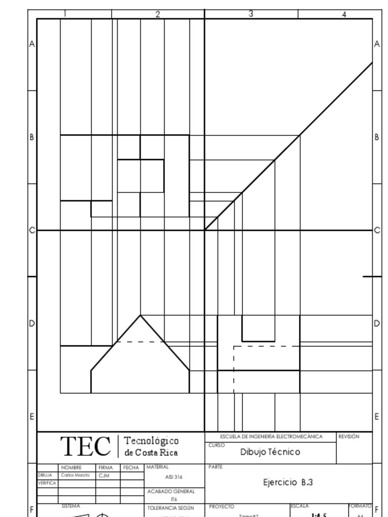 Lineas de Proyeccion Ejemplo Dibujo Tecnico | PDF