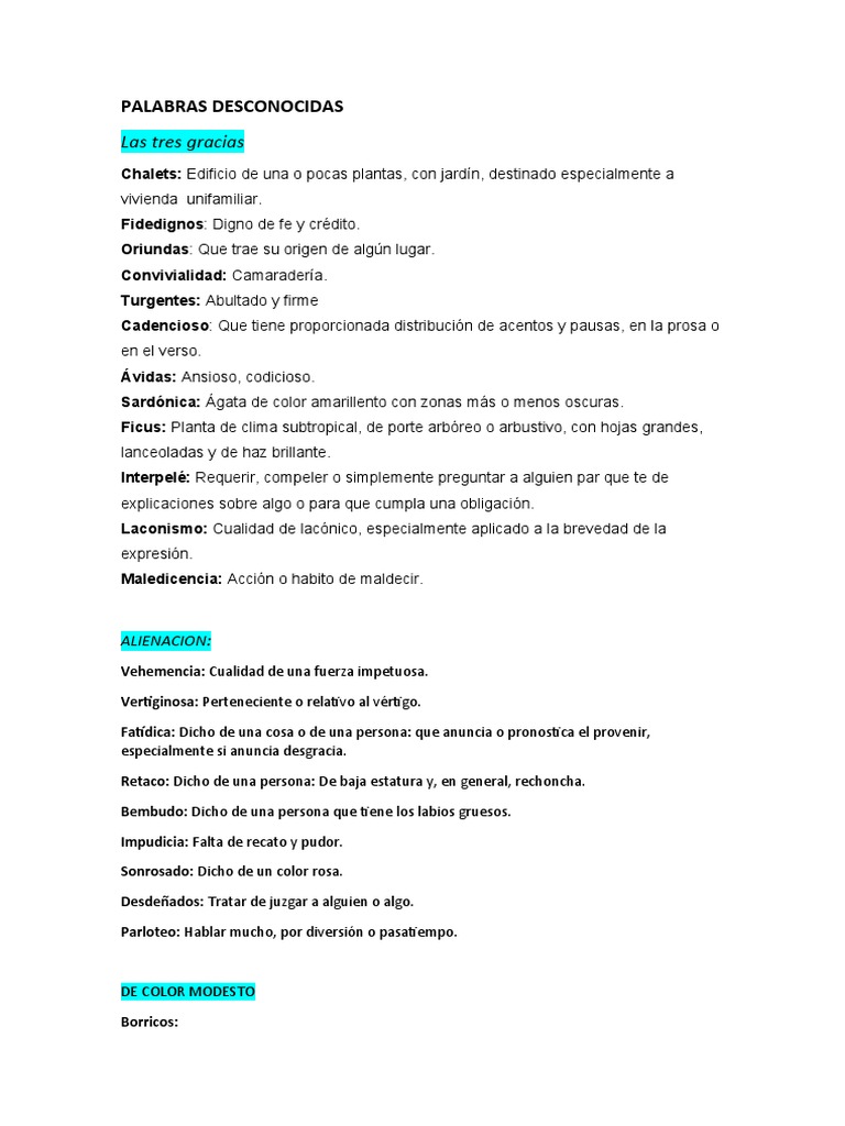 Palabras Desconocidas S1G1 | PDF