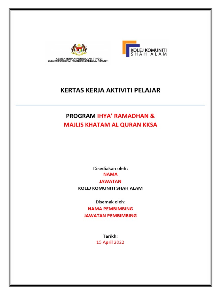 Contoh Kertas Kerja Pelajar | PDF