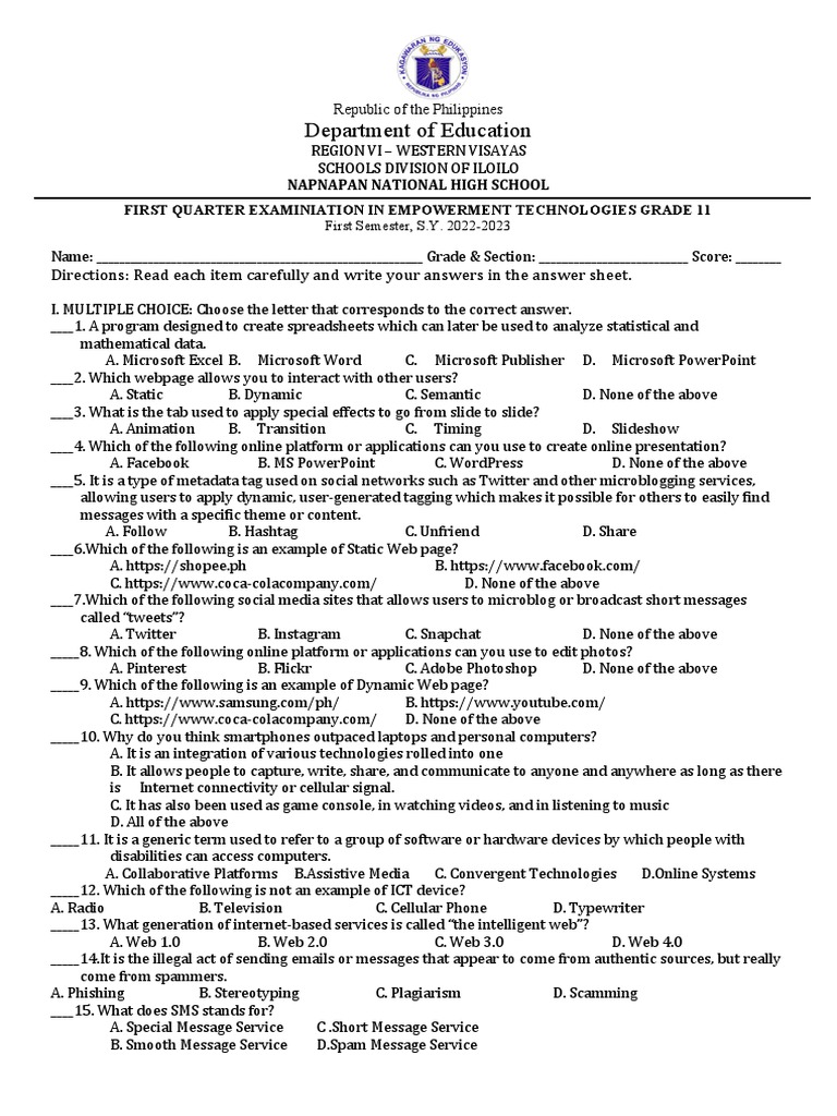 Grade 11 E-Tech | PDF | World Wide Web | Internet & Web