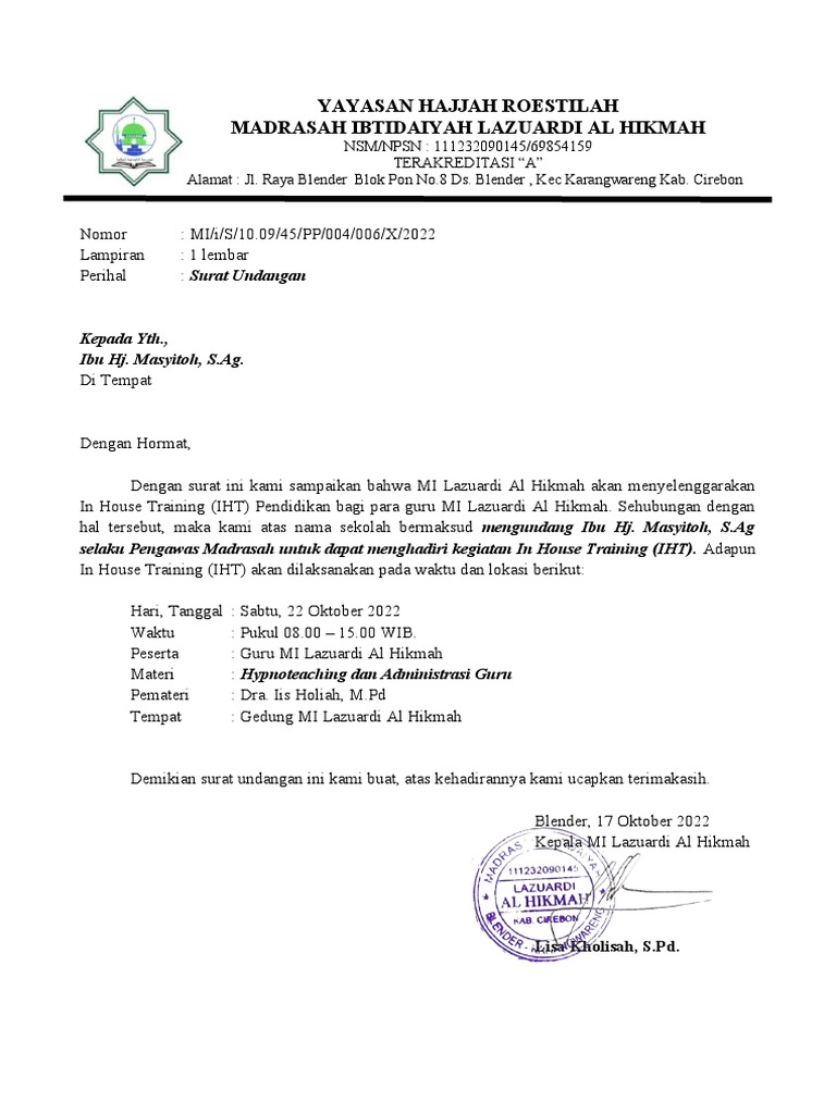 Surat Undangan Narasumber IHT | PDF