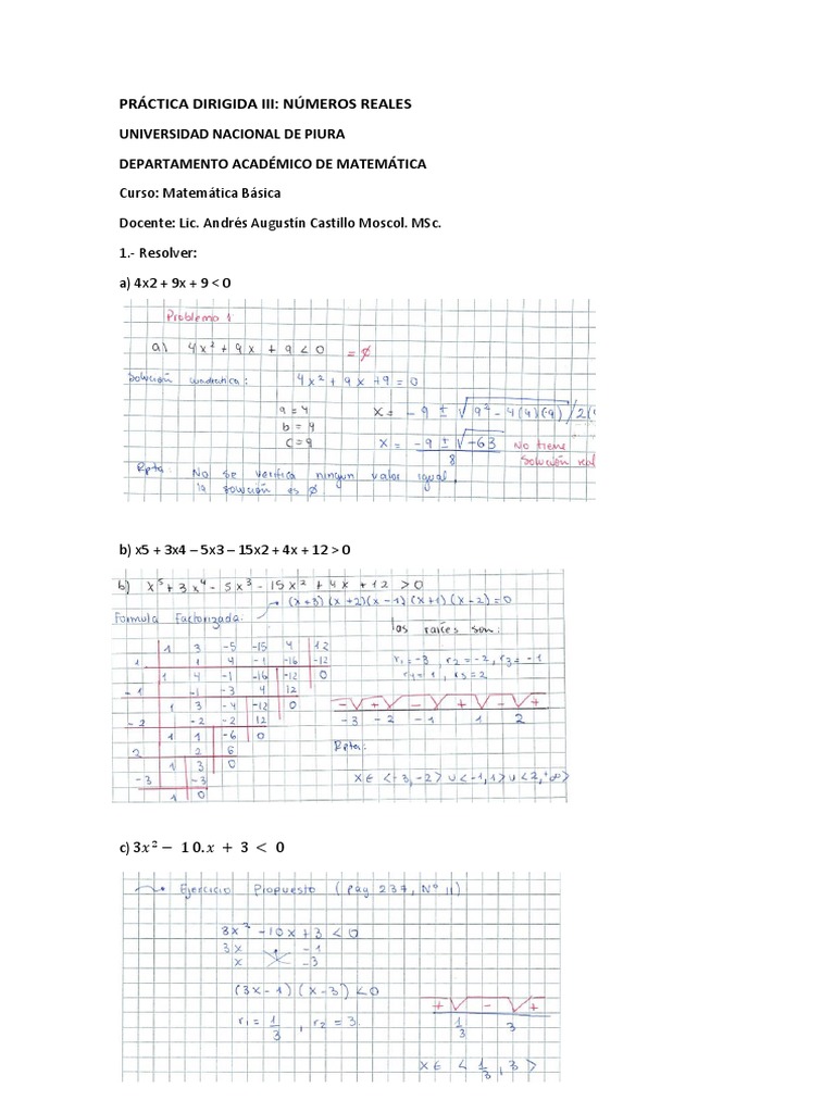 Práctica Dirigida Iii Números Reales | PDF