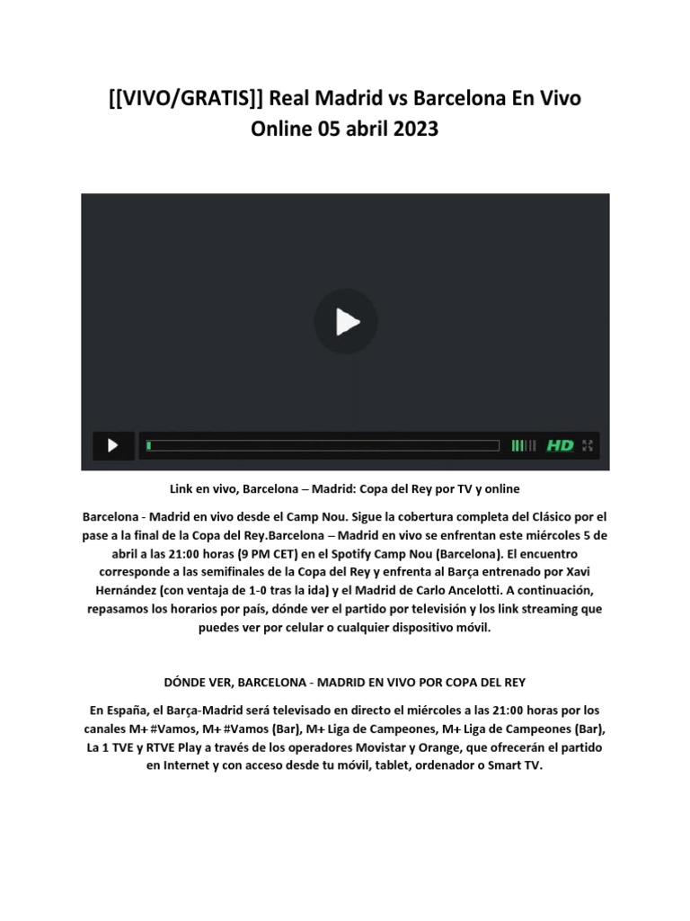Real Madrid Vs Barcelona Tv5 | PDF | FC Barcelona | Asociación de Futbol
