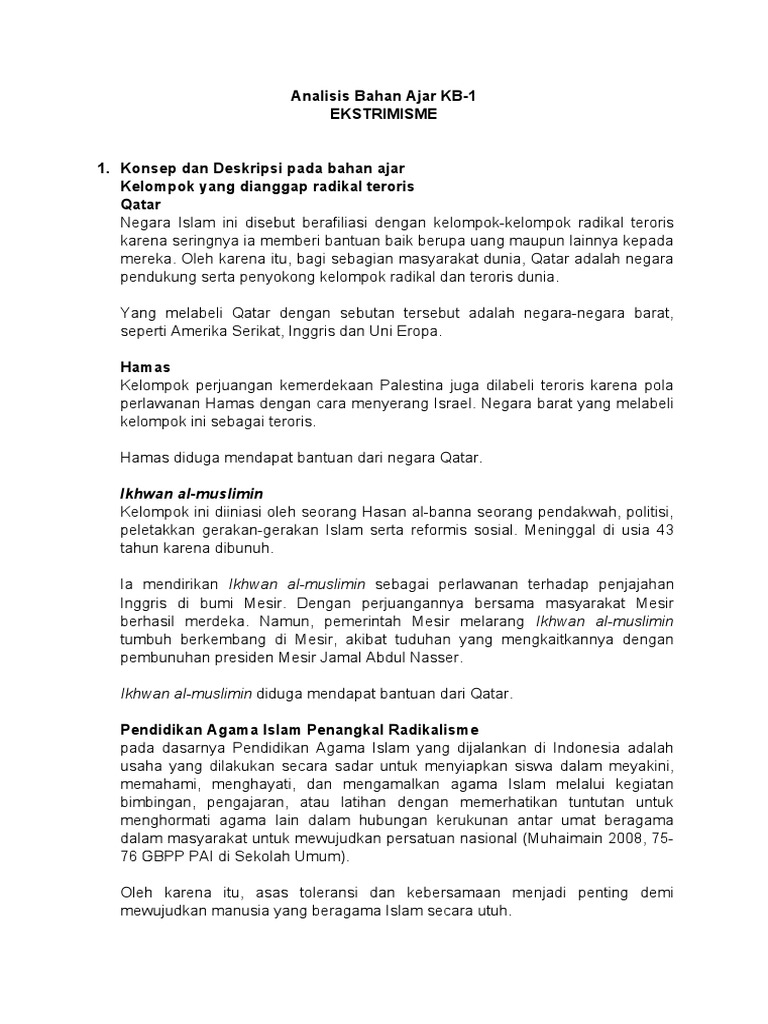 Analisis Bahan Ajar KB1 - MODUL 6 PAI KONTEMPORER | PDF | Agama & Spiritualitas