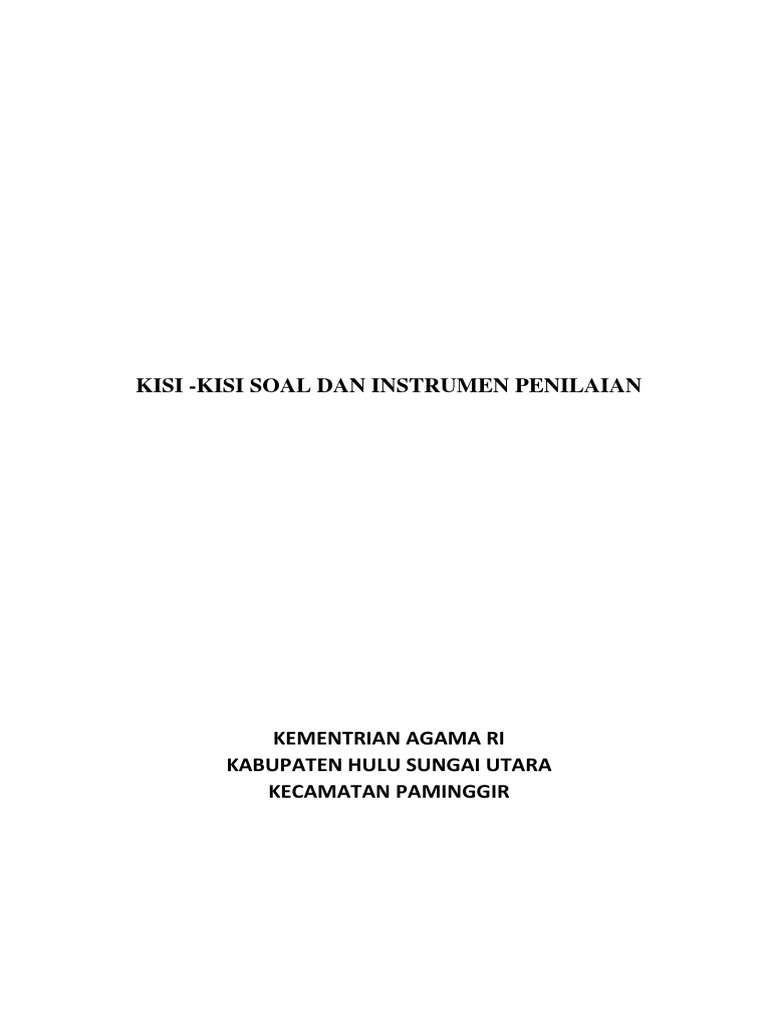 Kisi Kisi Soal Dan Instrumen Penilaian | PDF