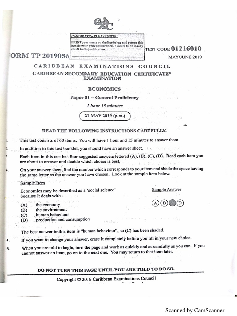 CSEC Economics June 2019 P1 | PDF