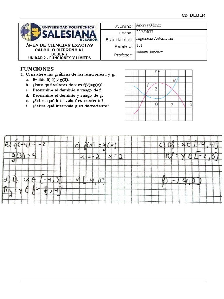 Deber 2 | PDF | Análisis matemático | Matemáticas
