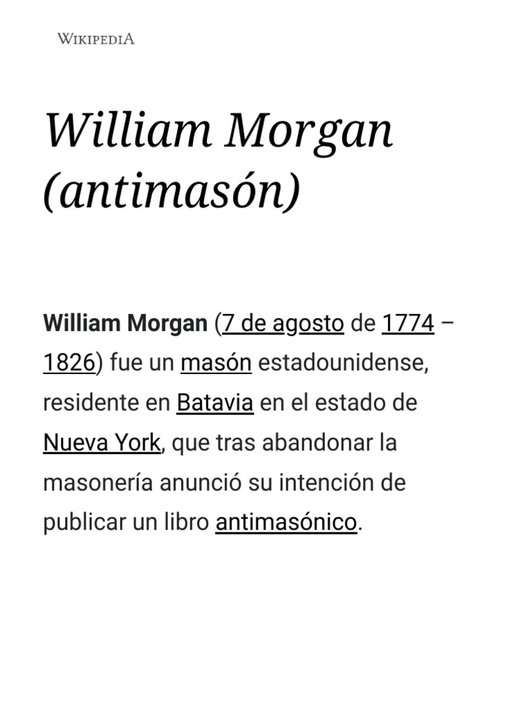 William Morgan (Antimasón) - Wikipedia, La Enciclopedia Libre | PDF ...