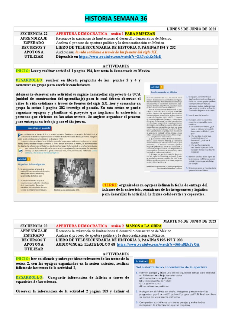 Historia Semana 36 | PDF