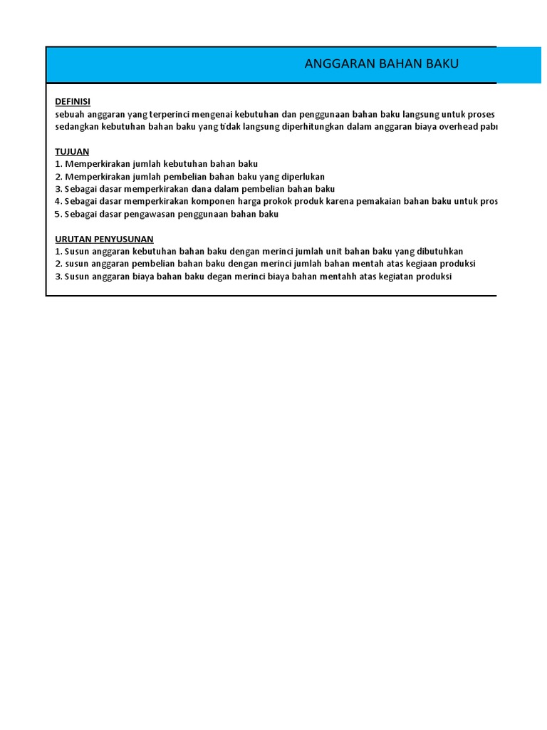 Anggaran Bahan Baku | PDF