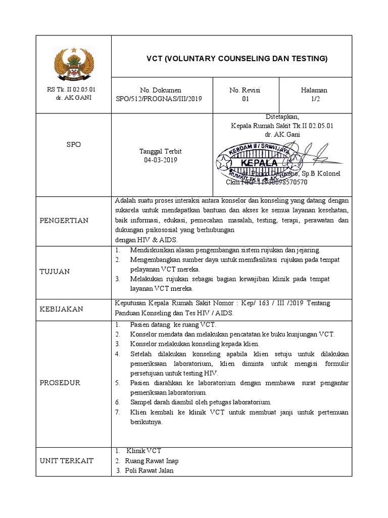Pengertian VCT dalam Layanan Kesehatan | PDF