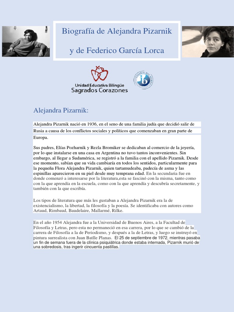 Biografía de Alejandra Pizarnik | PDF