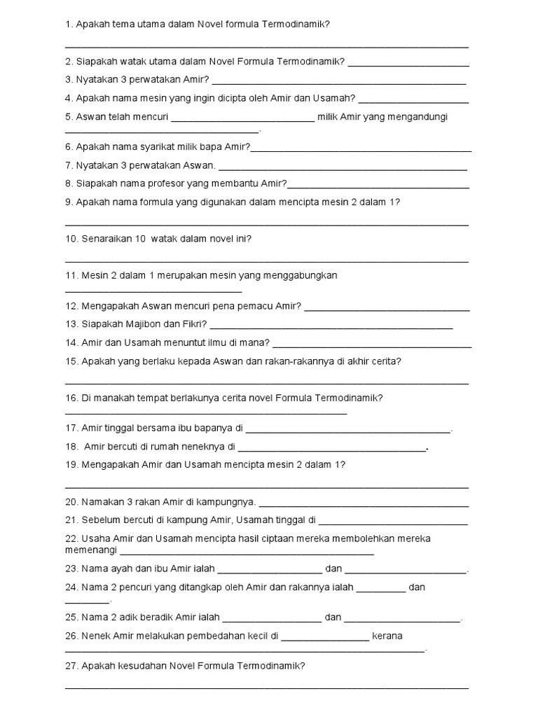 Latih Tubi Novel Formula Termodinamik | PDF