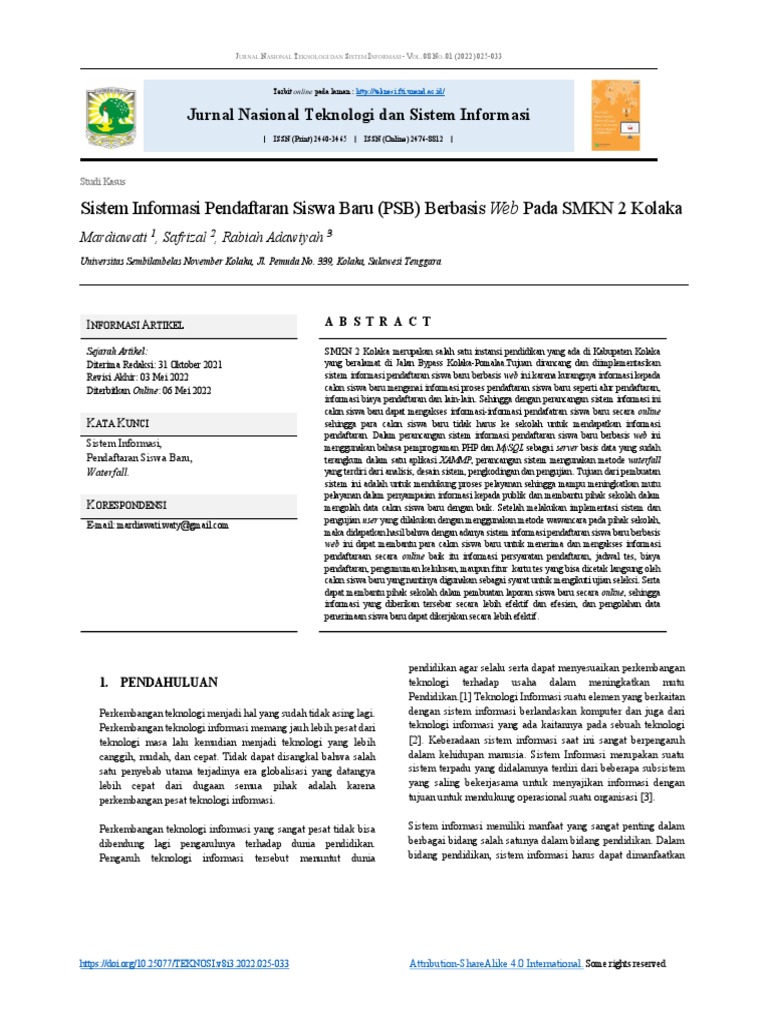 Sistem Informasi Pendaftaran Siswa Baru PSB Berbas | PDF | Komputer