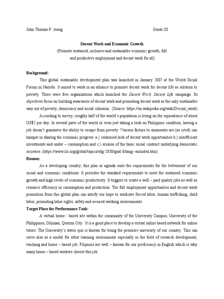 Decent Work and Economic Growth | PDF | Economic Growth | Economies