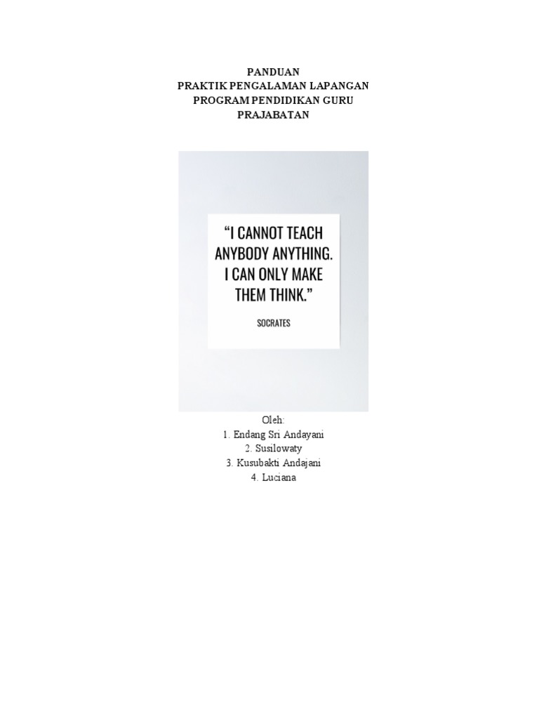 Panduan Ppl Untuk Program Guru Prajabatan Pdf