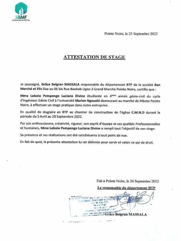 Attestation de Stage | PDF