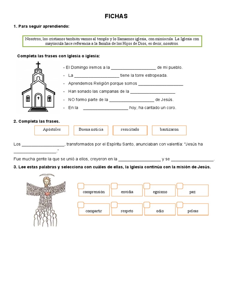 Ficha de Religion | PDF | Iglesia Católica | Jesús