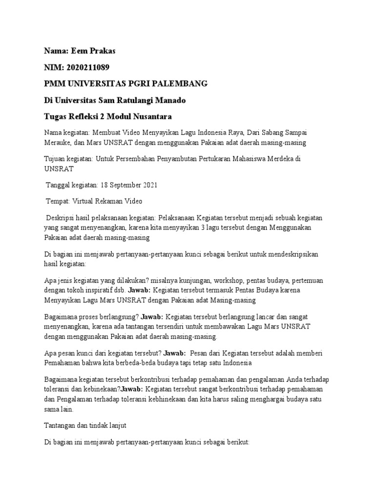 Eem Prakas Tugas Refleksi 2 Modul Nusantara | PDF