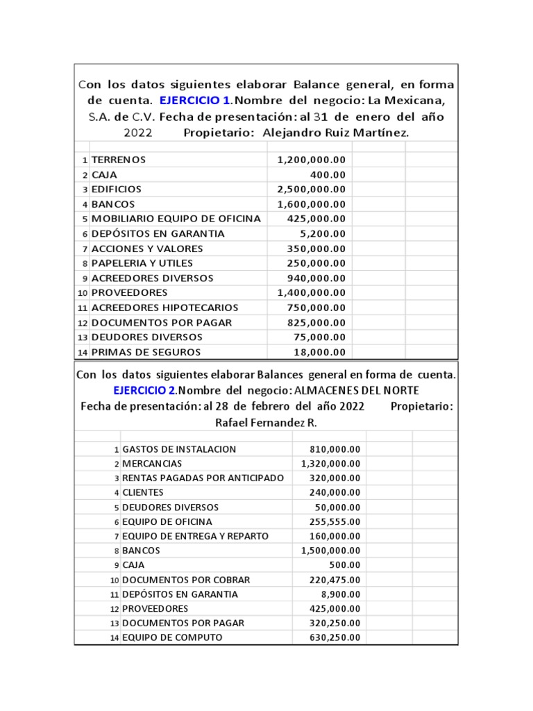 Elaboración de Balances Generales Empresariales | PDF | Servicios ...