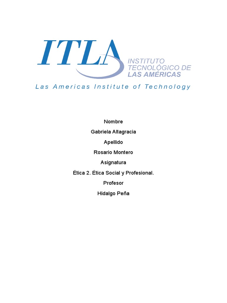 Tarea 1 Etica 2 ITLA | PDF | Liderazgo