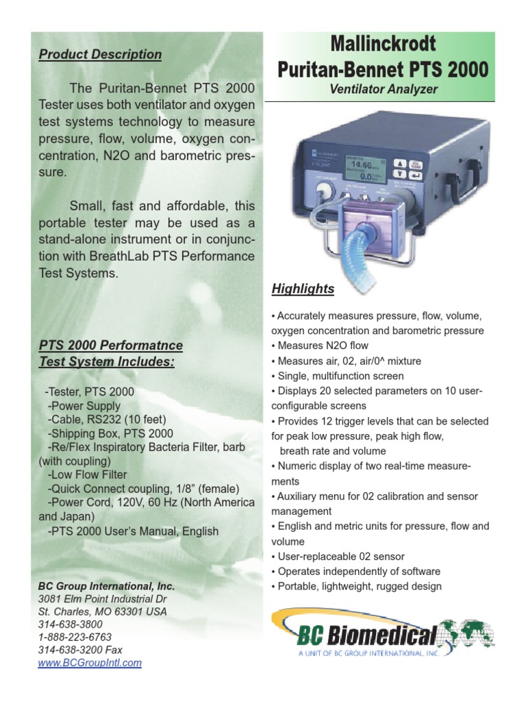 PTS 2000 Ventilator Analyzer Overview | PDF | International ...