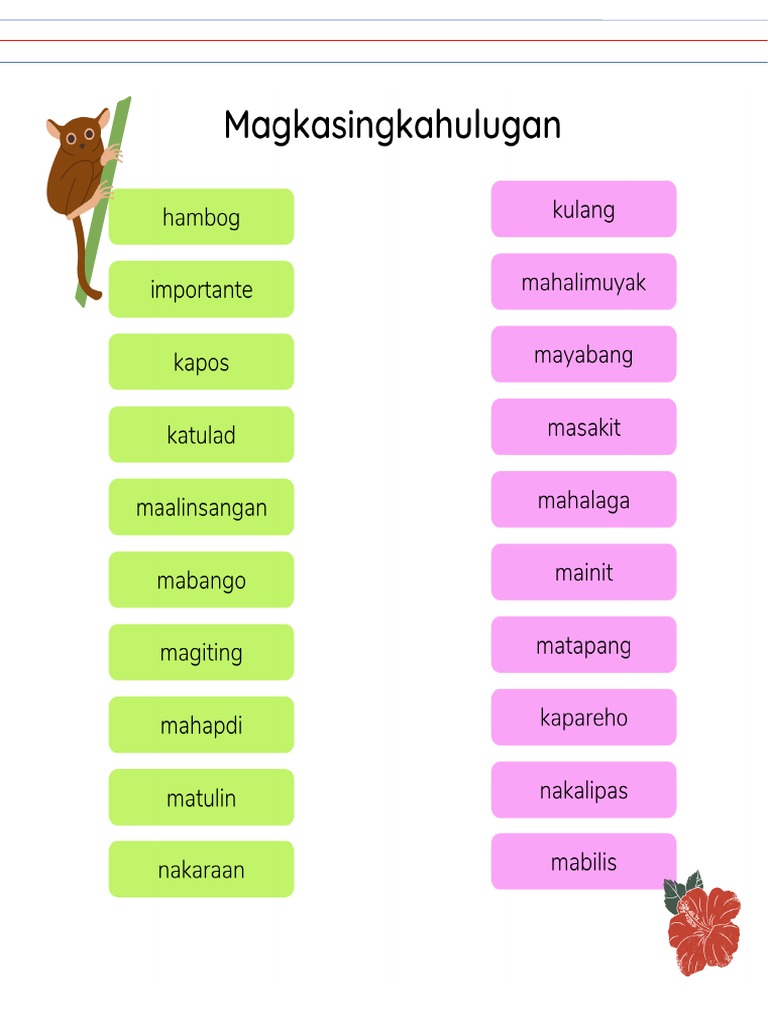 Magkasingkahulugan Worksheets | PDF
