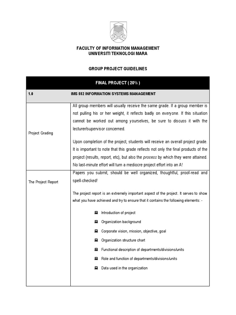 IMS552 Project Guidelines | PDF