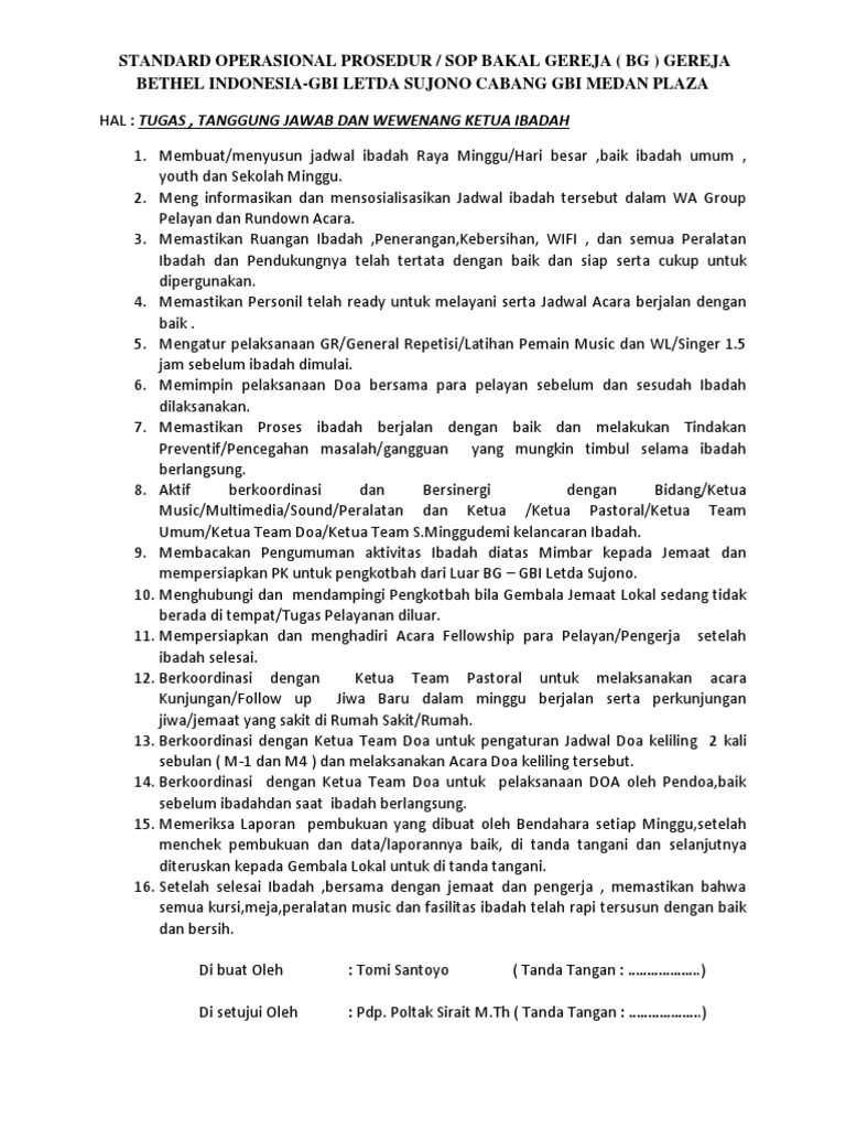 Jadwal Ibadah GBI Medan 2023 | PDF