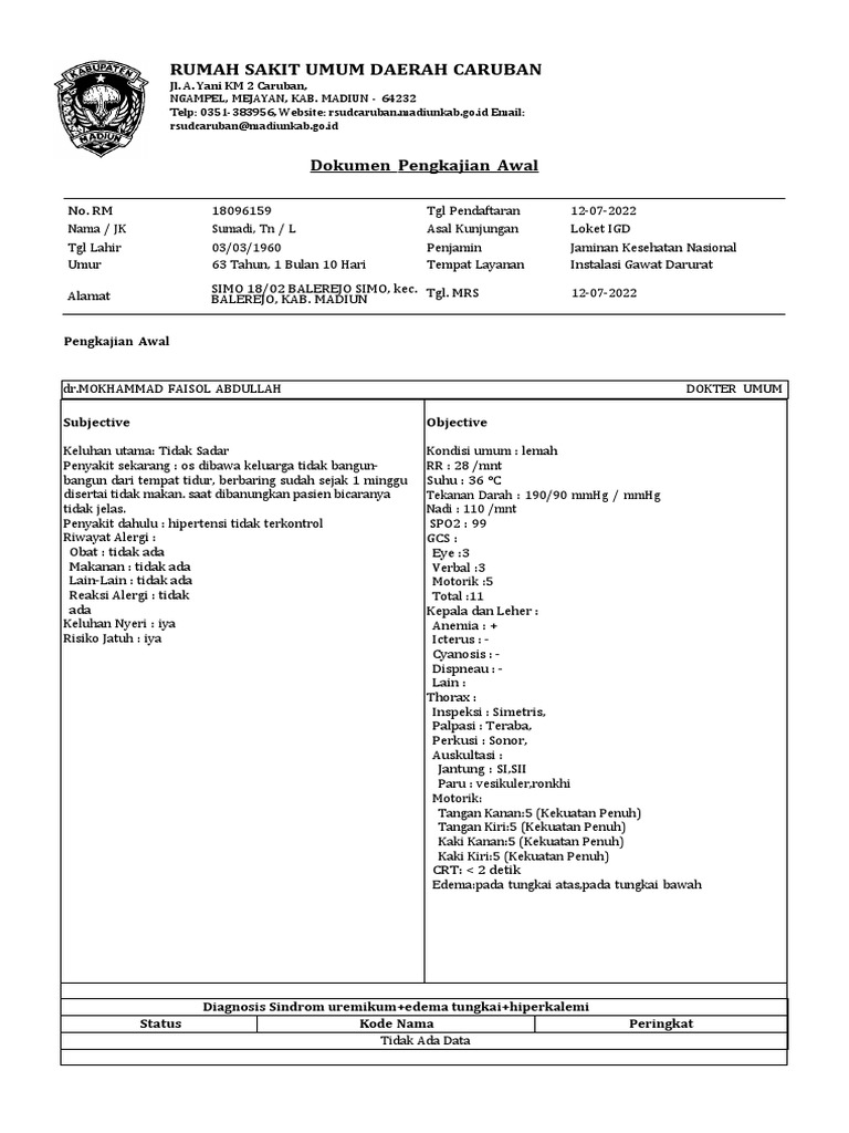 Sindrom Uremikum+edema Tungkai+hiperkalemi | PDF