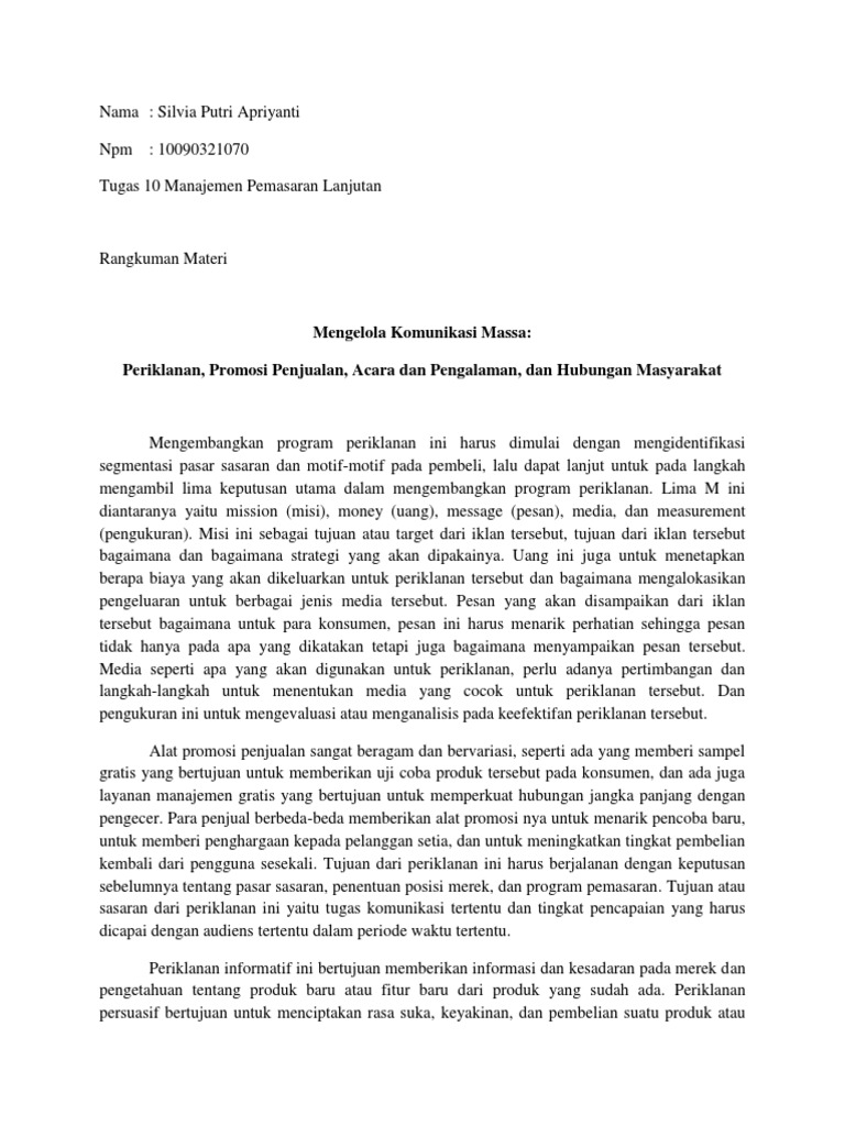 Tugas 10 MPL - 10090321070 - Silvia Putri Apriyanti | PDF | Karier & Perkembangan | Pengelolaan ...