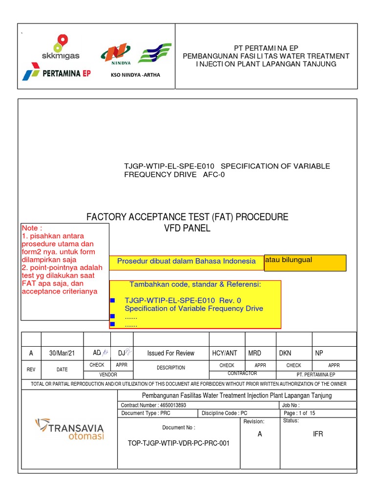 FAT Procedure for VFD Panel Testing | PDF