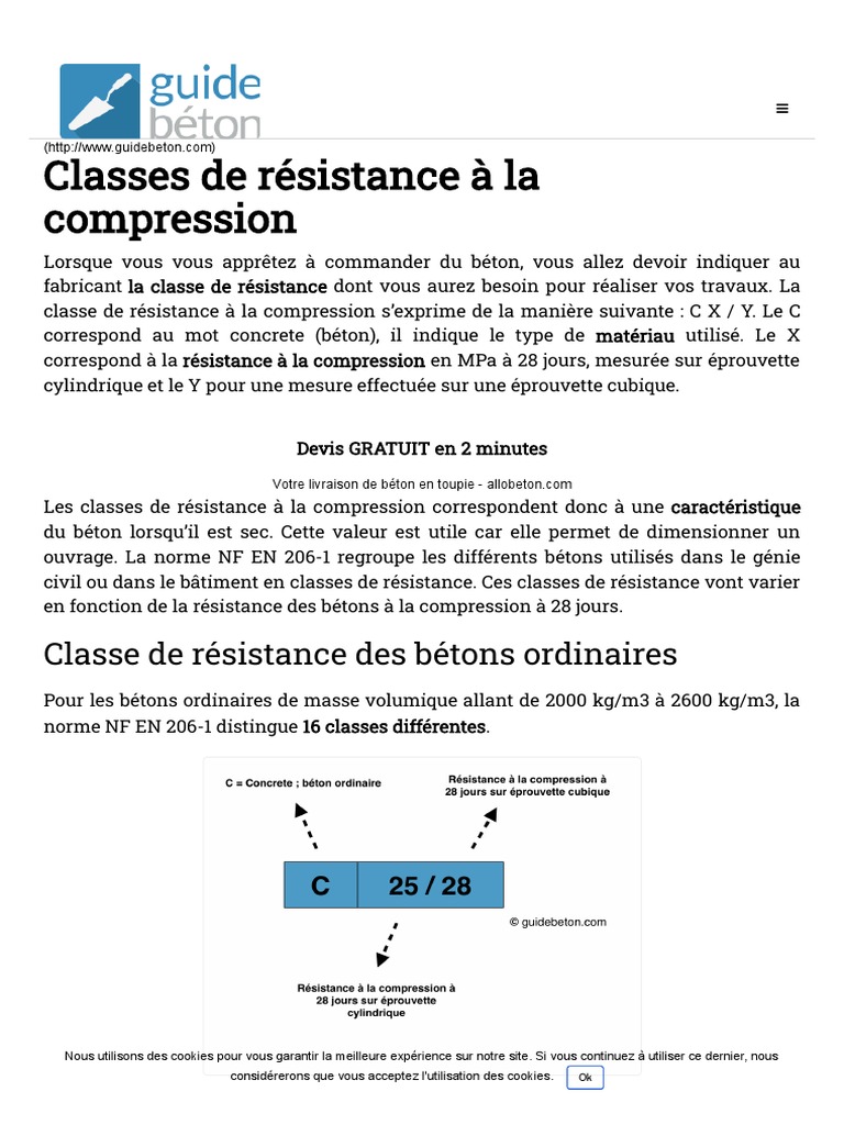 Béton Classes de Résistance | Descargar gratis PDF | Béton | Ingénierie civile