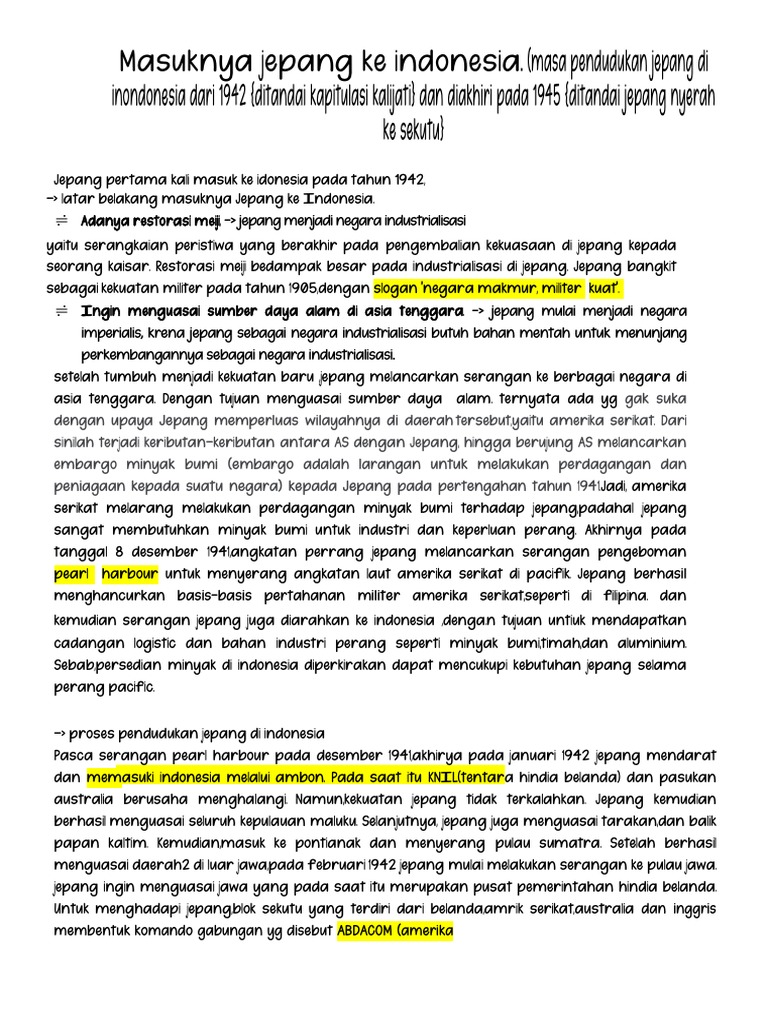 Pendudukan Jepang di Indonesia | PDF | Perjalanan | Sejarah