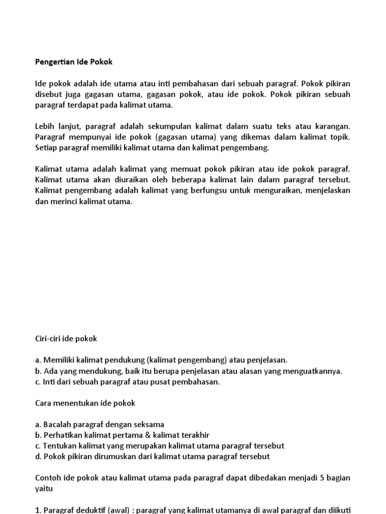 Pengertian Ide Pokok | PDF