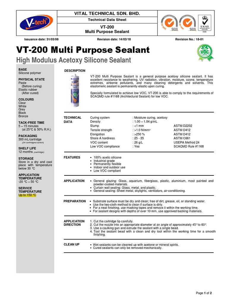 VT 200 | Download Free PDF | Silicone | Chemical Substances