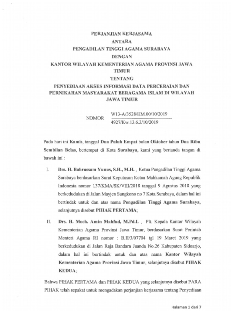 MOU Kemenag Jatim | PDF