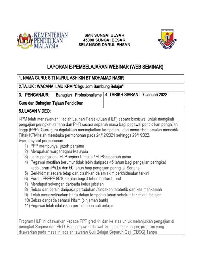 Contoh Laporan Webinar | PDF