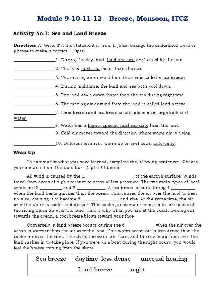 Module 9 10 11 12 Breeze Monsoons and ITCZ | PDF | Monsoon | Wound