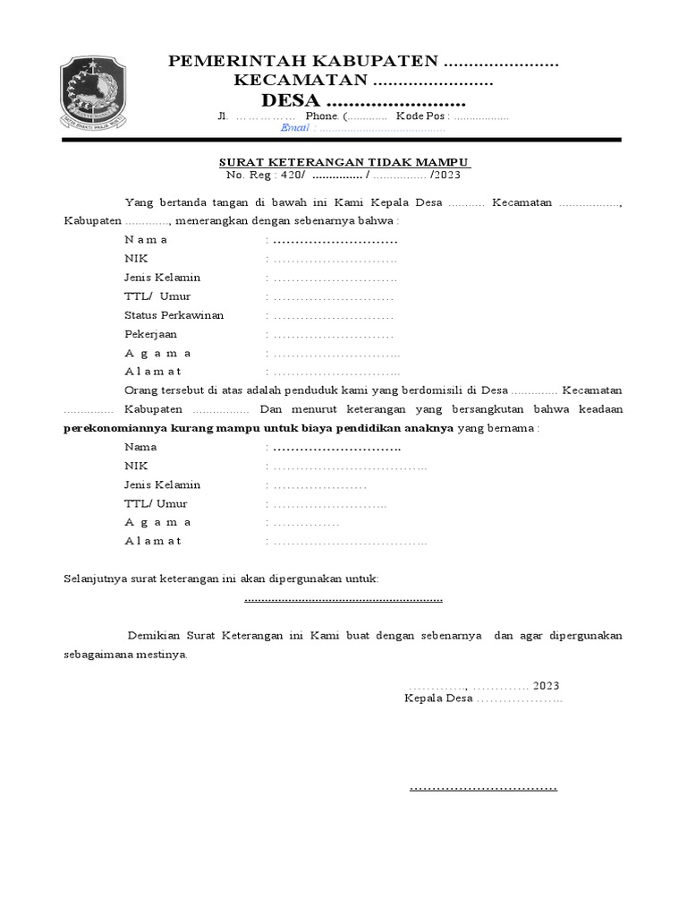 SKTM Dari Desa | PDF