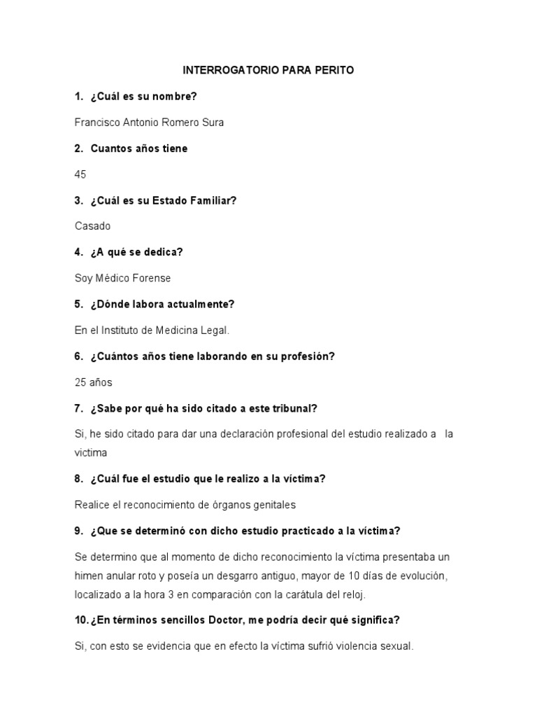 Interrogatorio para Perito | PDF